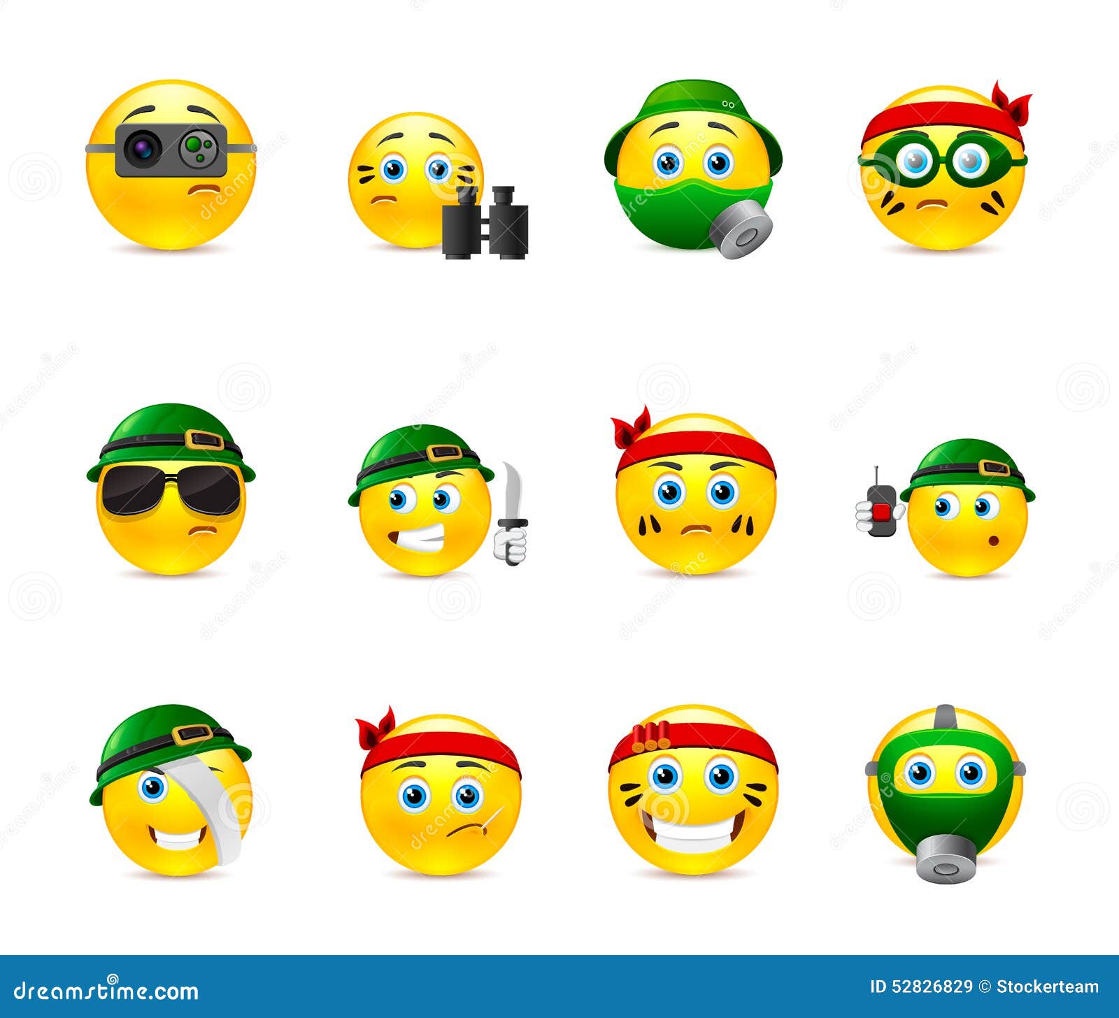 Militaire smilies stock illustratie. Illustration of emoticon - 52826829