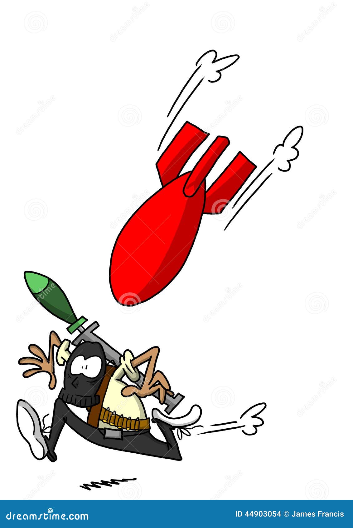 Militant Running Away from Bomb Stock Illustration - Illustration of ...