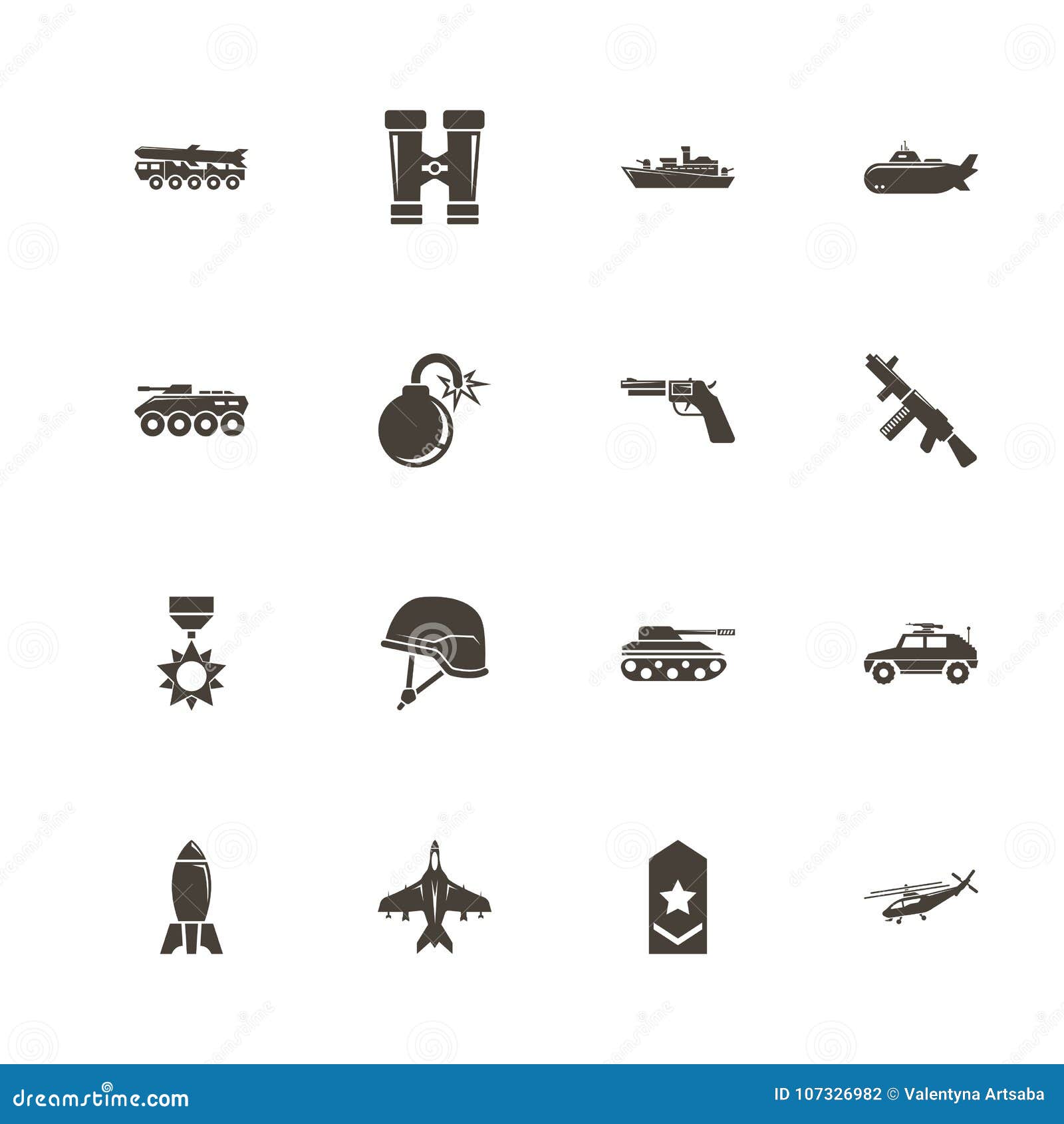 Militar - Iconos Planos Del Vector Ilustración del Vector - Ilustración ...
