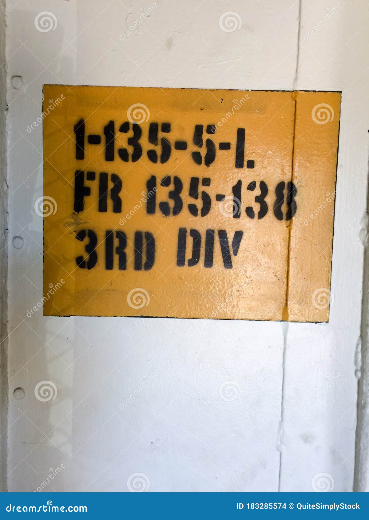 Military Acronym Text Code Stencil on Wall Yellow and White Editorial ...