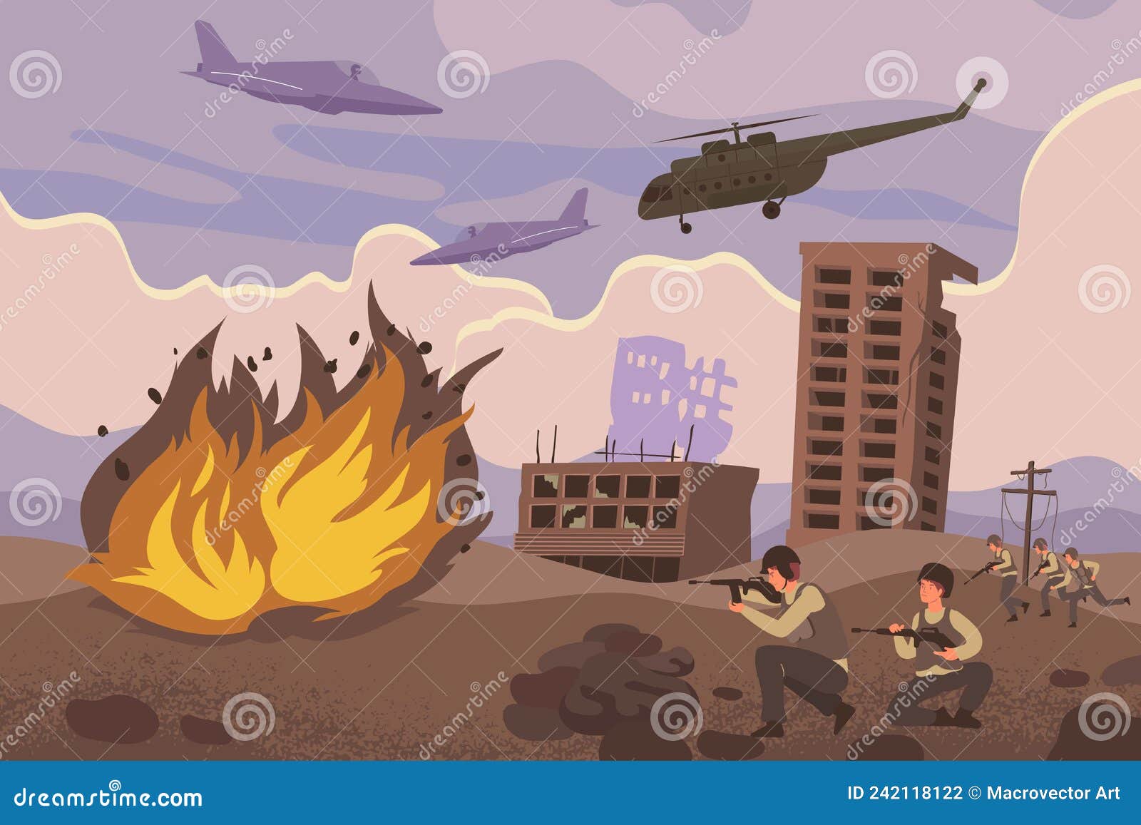 Military Actions Composition Stock Vector - Illustration of armored ...