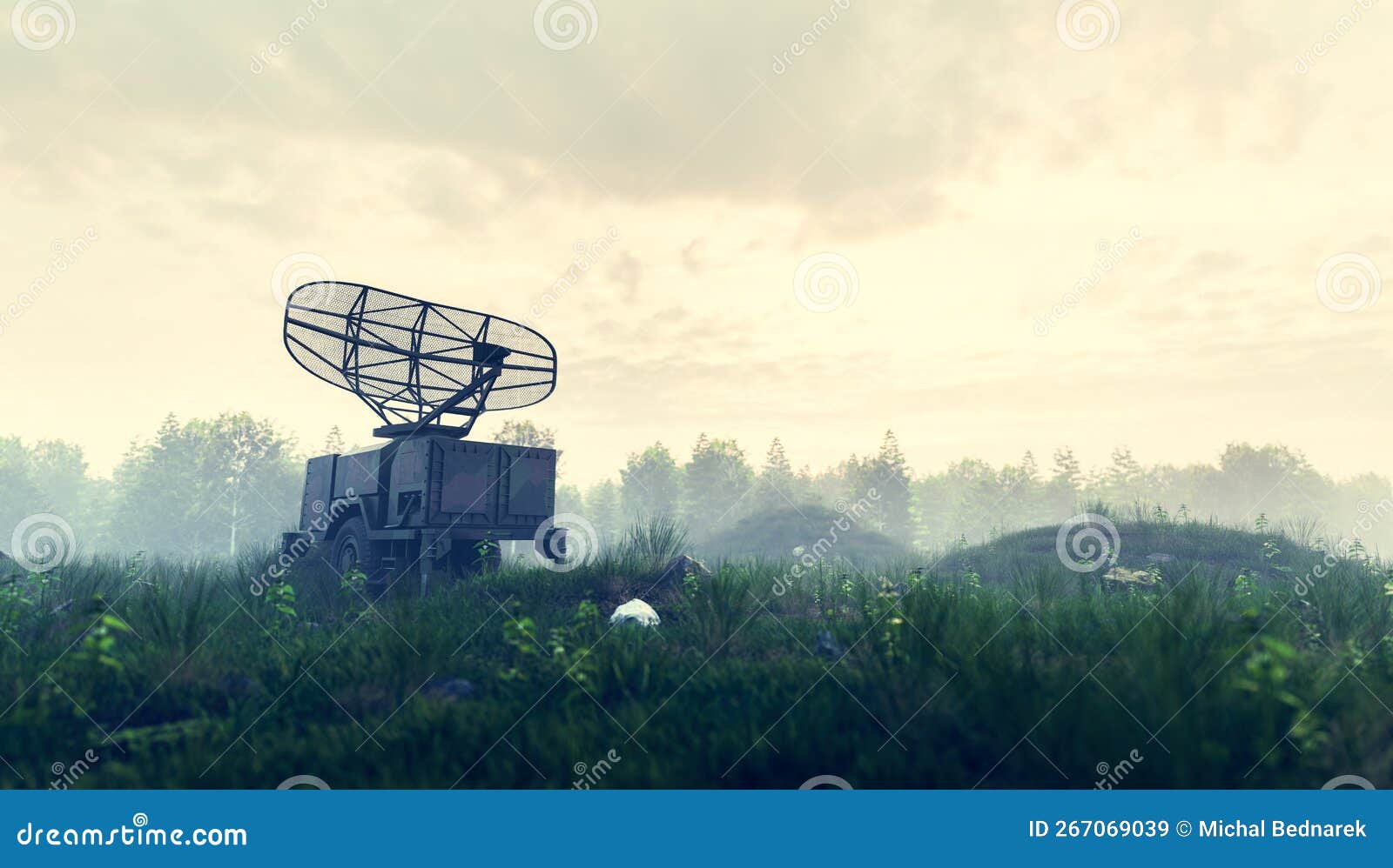Military Air Control Radar on the Field Stock Illustration ...
