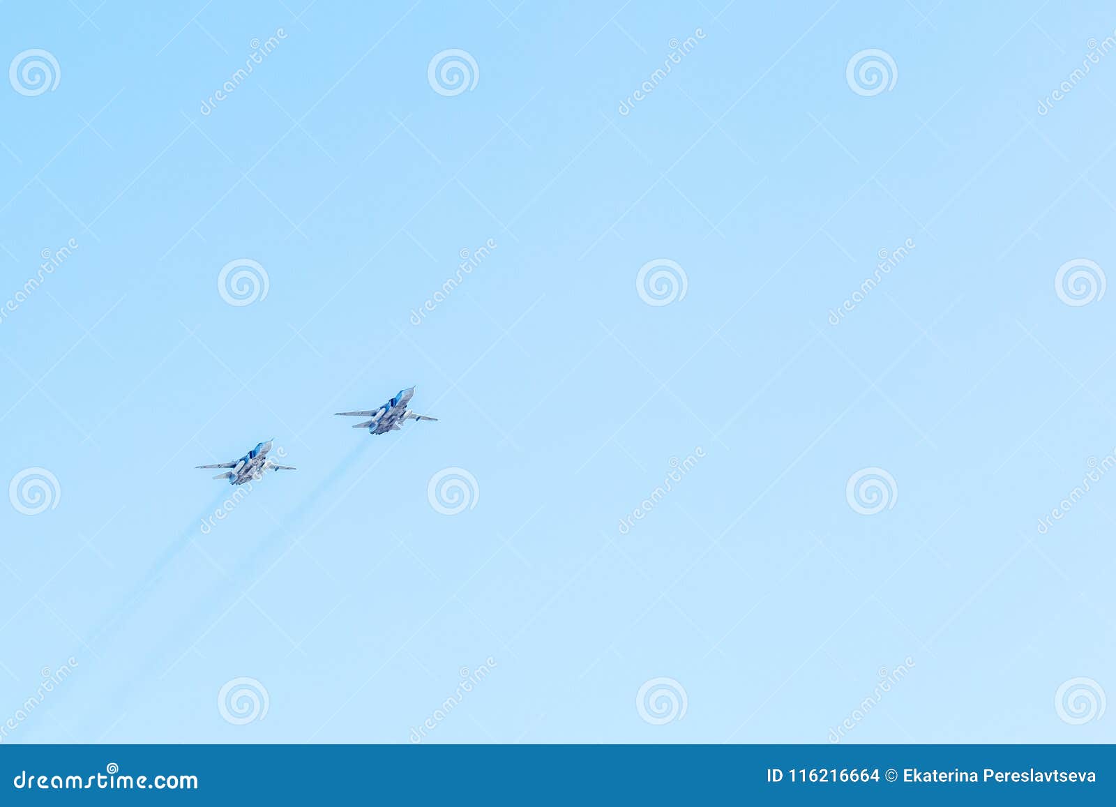 Military Aircraft Flying in the Blue Sky a Pair Stock Photo - Image of ...