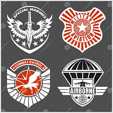 Military Airforce Patch Set - Armed Forces Badges and Labels Logo Stock ...