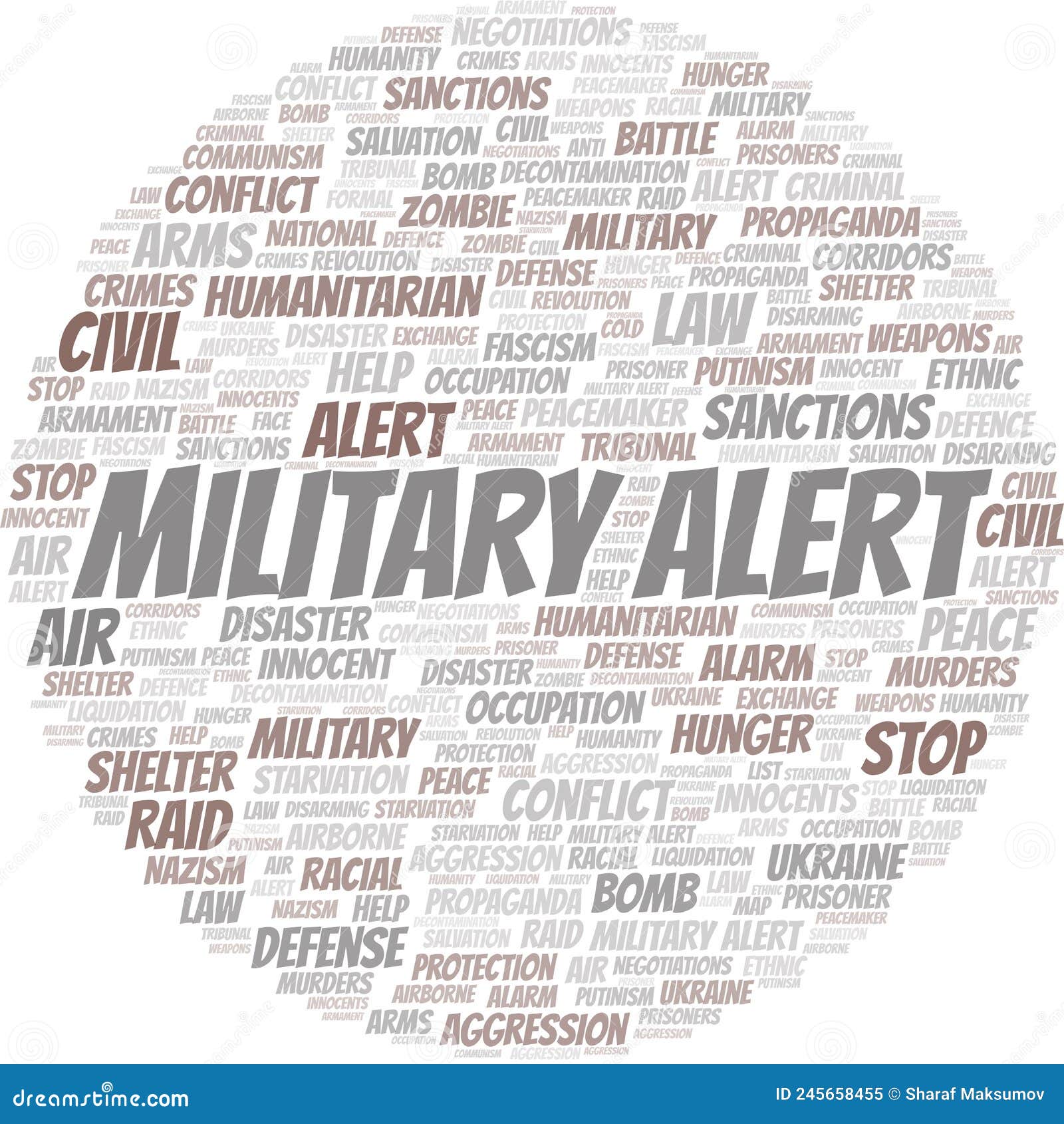 Military Alert Word Cloud. Vector Made with the Text only. Stock Vector ...
