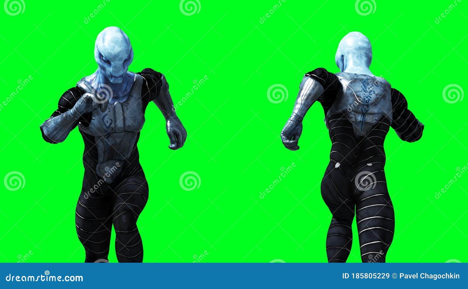 Military Alien Isolate on Green Screen. 3d Rendering. Stock ...