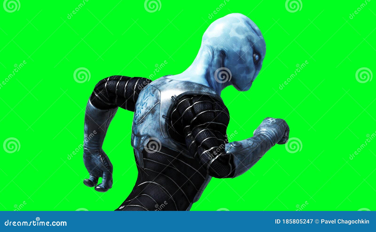 Military Alien Isolate on Green Screen. 3d Rendering. Stock ...