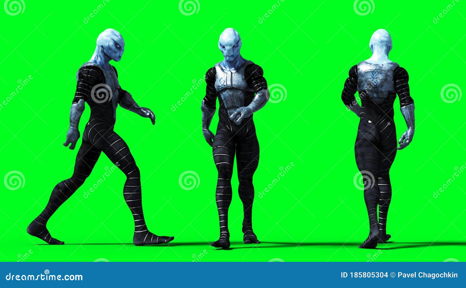 Military Alien Isolate on Green Screen. 3d Rendering. Stock ...