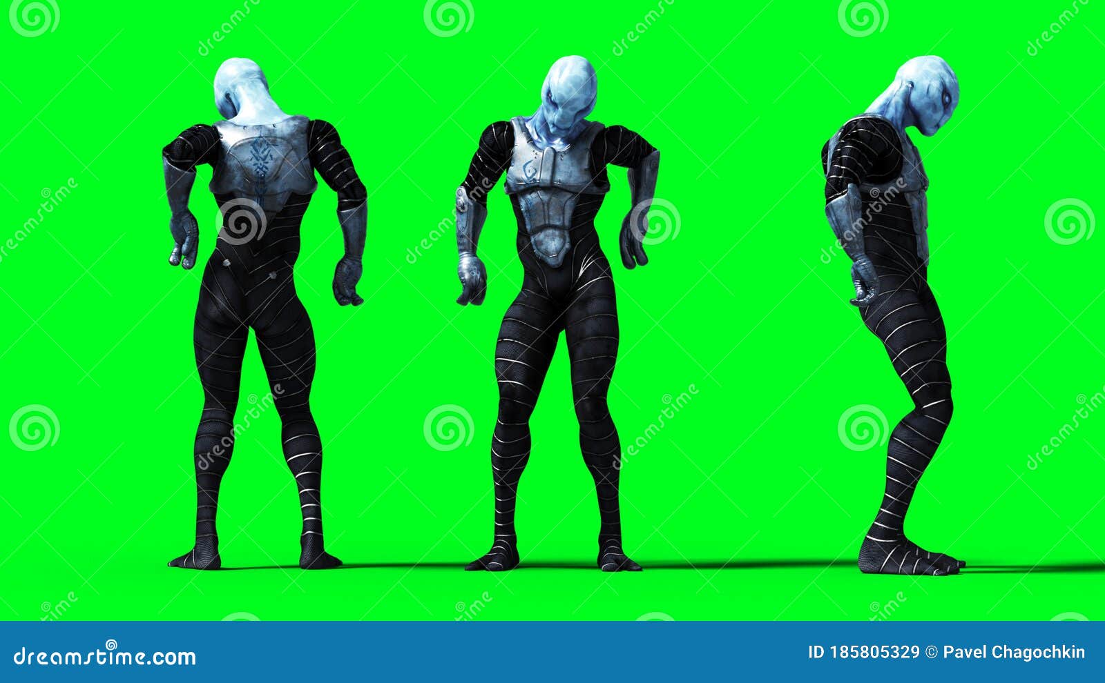 Military Alien Isolate on Green Screen. 3d Rendering. Stock ...