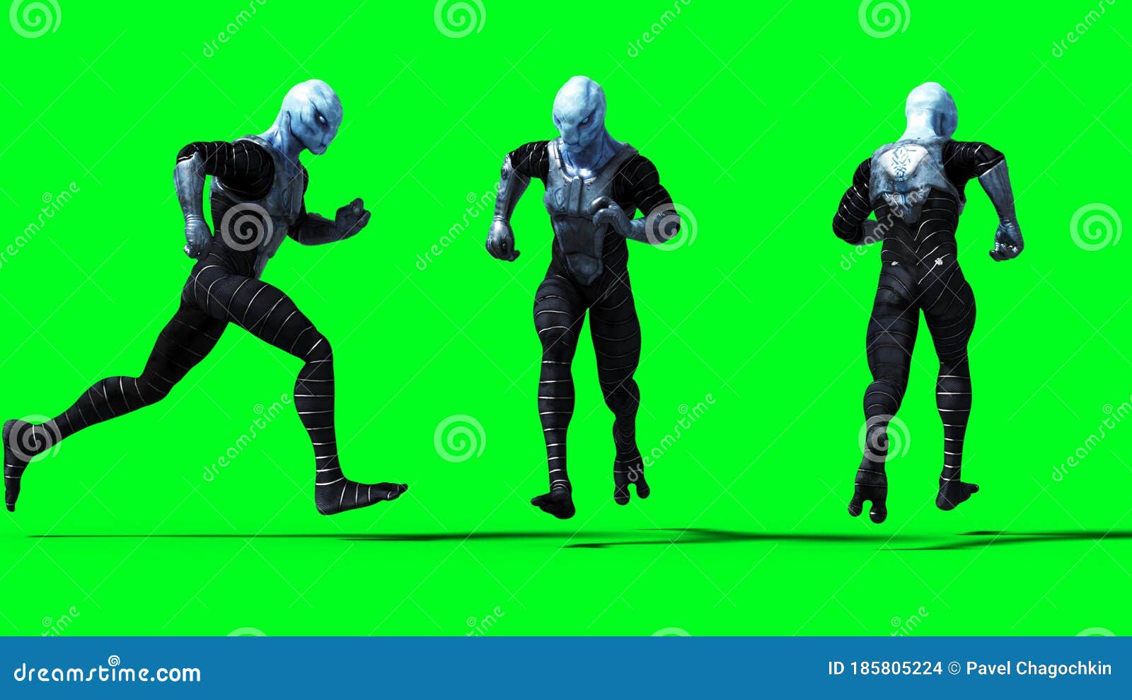 Military Alien Isolate on Green Screen. 3d Rendering. Stock ...