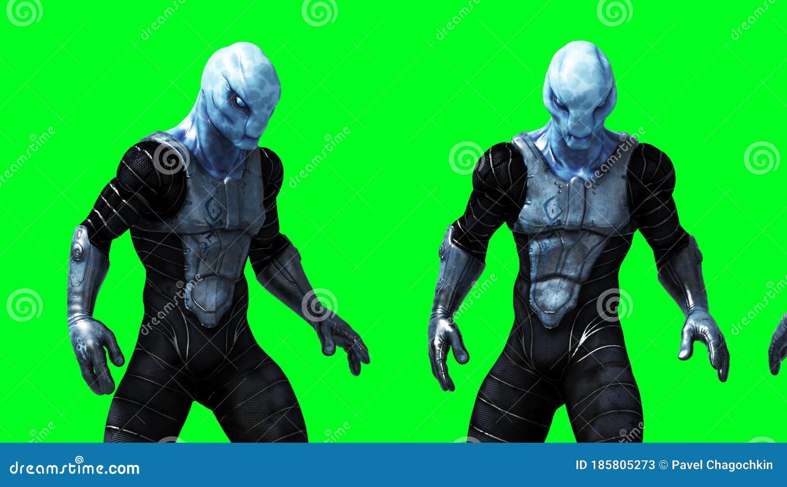 Military Alien Isolate on Green Screen. 3d Rendering. Stock ...
