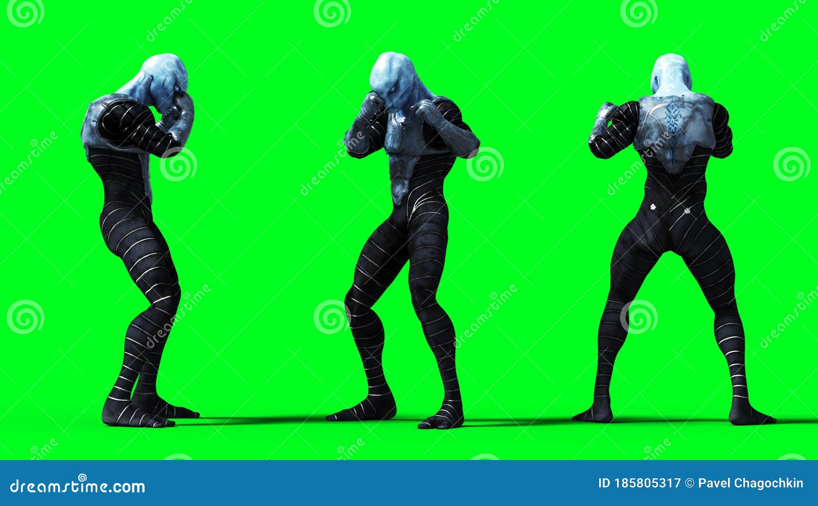 Military Alien Isolate on Green Screen. 3d Rendering. Stock ...