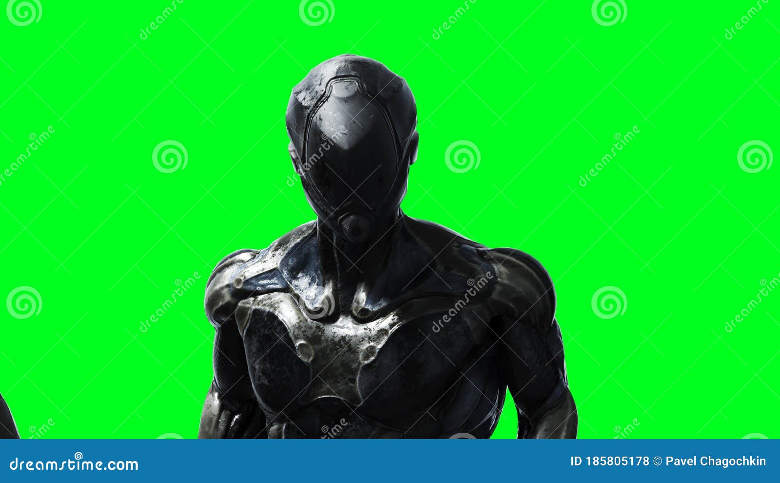 Military Alien Soldier Isolate on Green Screen. 3d Rendering. Stock ...