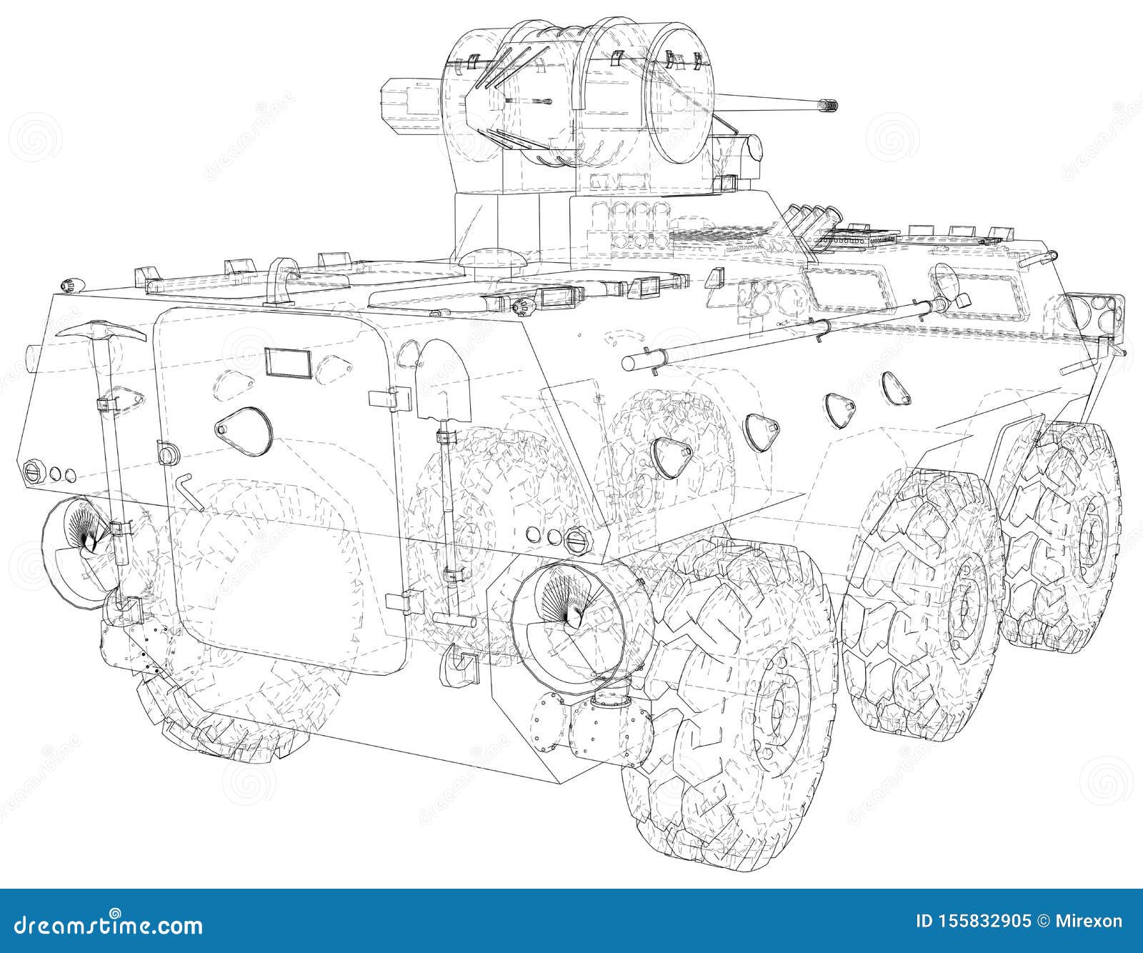 Military All Terrain Tactical Vehicle. Technical Wire-frame Stock ...