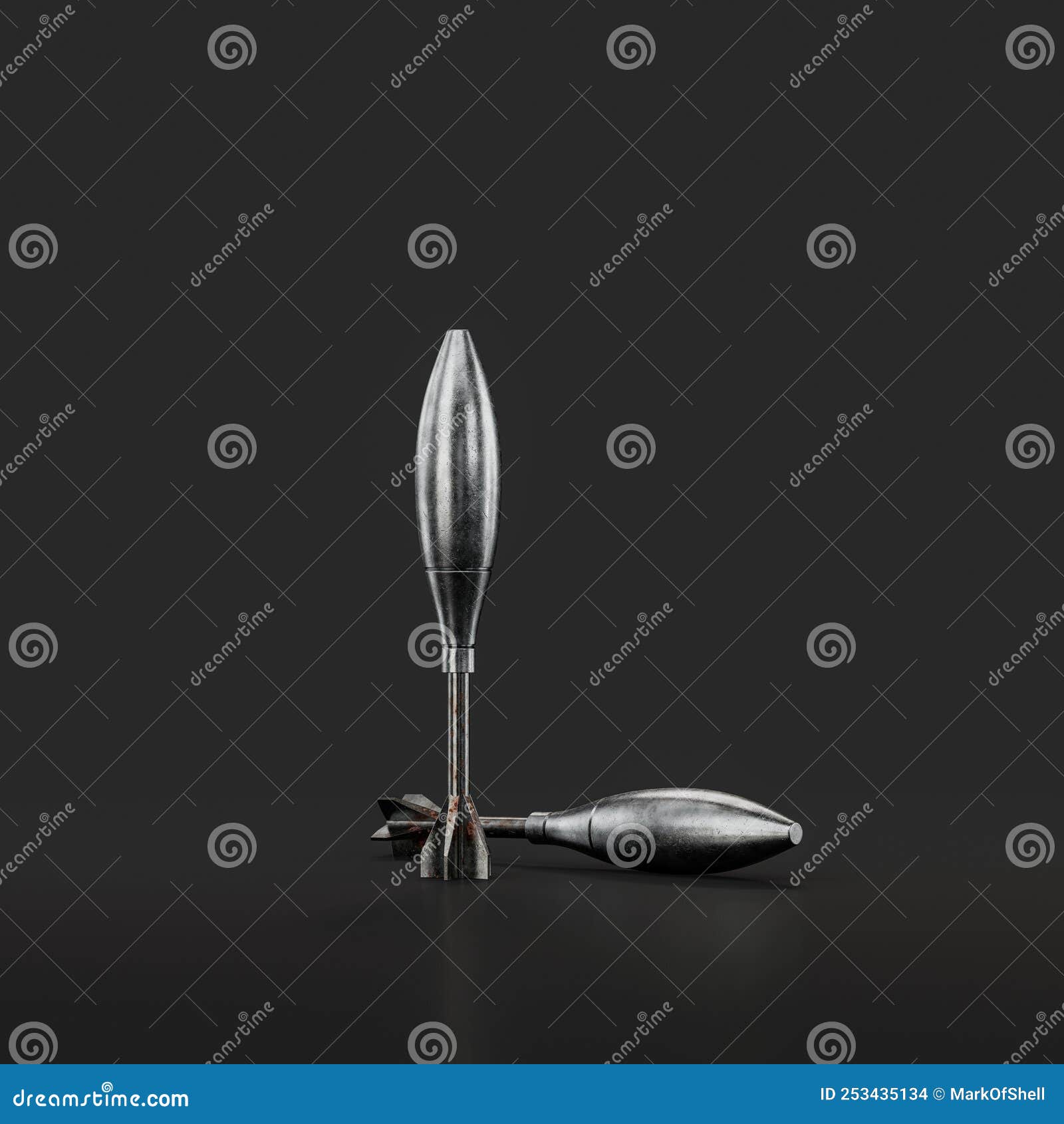 Military Ammo, Mortar Shell, Rocket, 3d Rendering Stock Illustration ...
