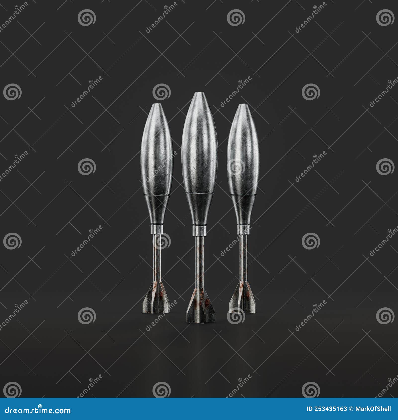 Military Ammo, Mortar Shell, Rocket, 3d Rendering Stock Illustration ...