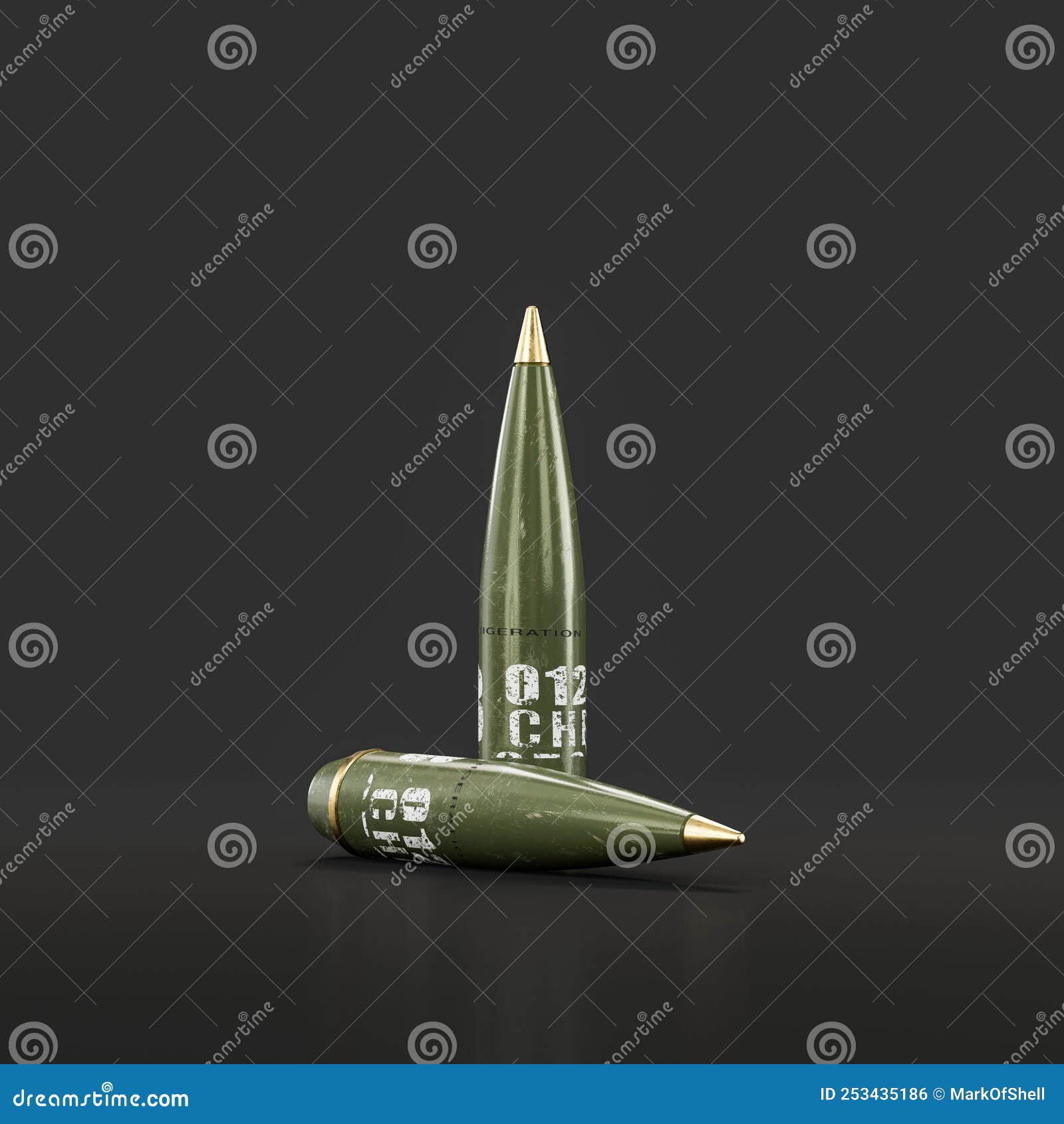 Military Ammunition, Rocket Projectile, 3d Rendering Stock Illustration ...
