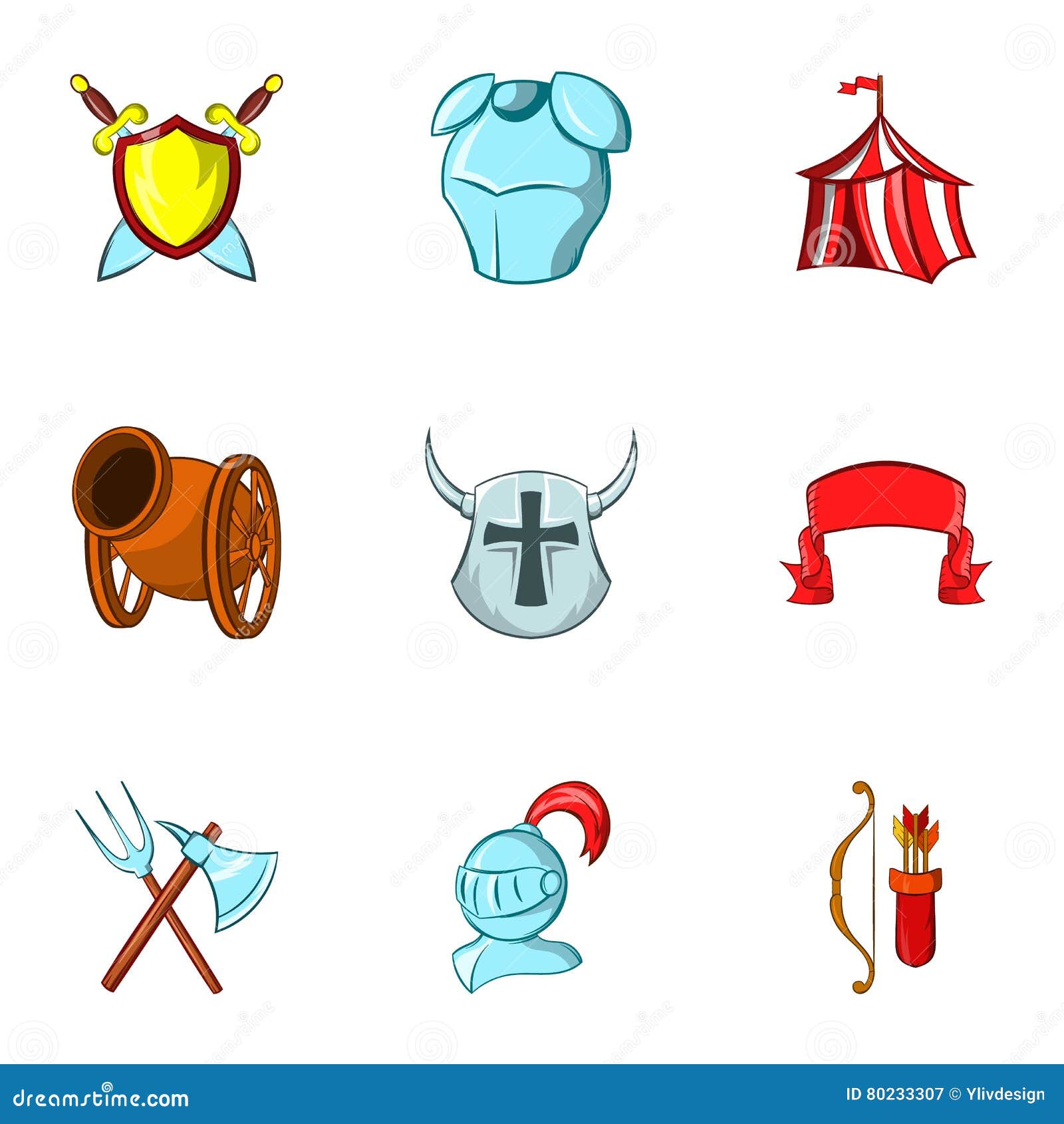 Military Armor Icons Set, Cartoon Style Stock Vector - Illustration of ...