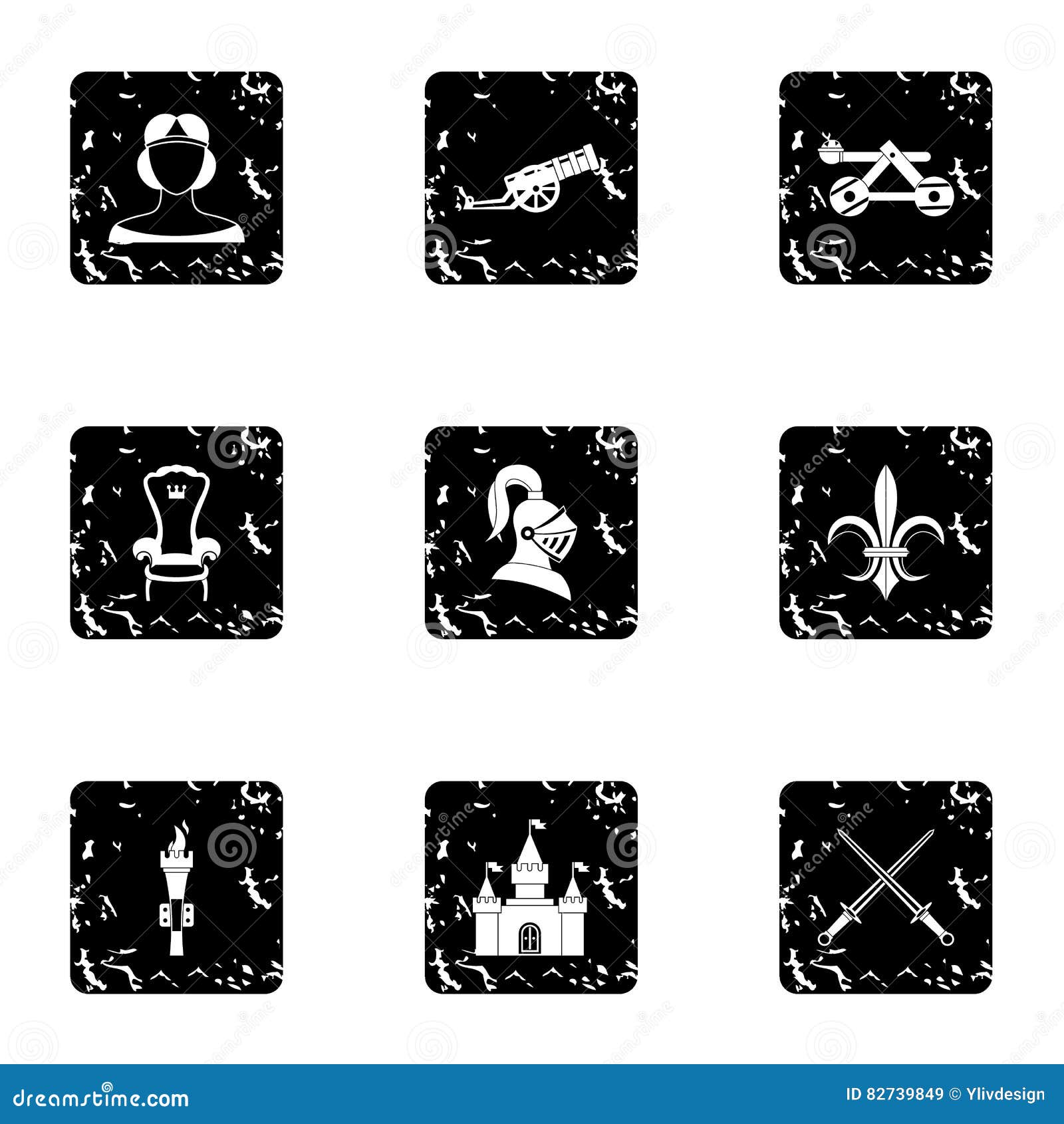 Military Armor Icons Set, Grunge Style Stock Vector - Illustration of ...