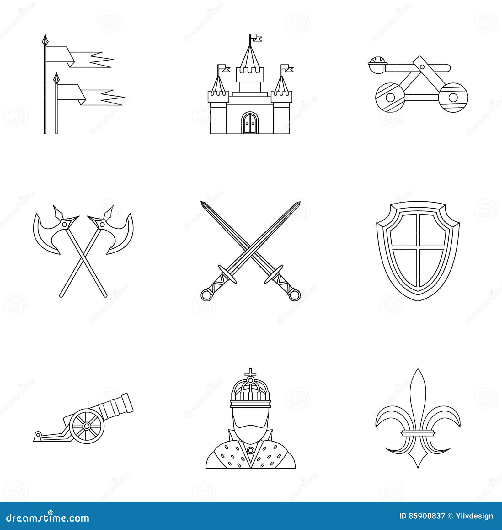 Military Armor Icons Set, Outline Style Stock Vector - Illustration of ...