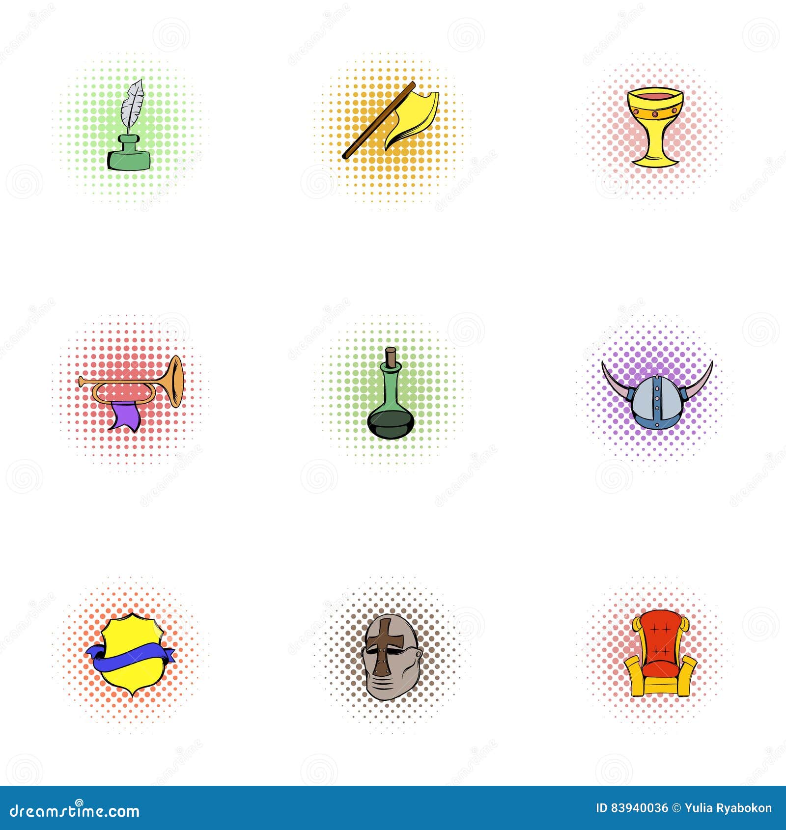 Military Armor Icons Set, Pop-art Style Stock Vector - Illustration of ...