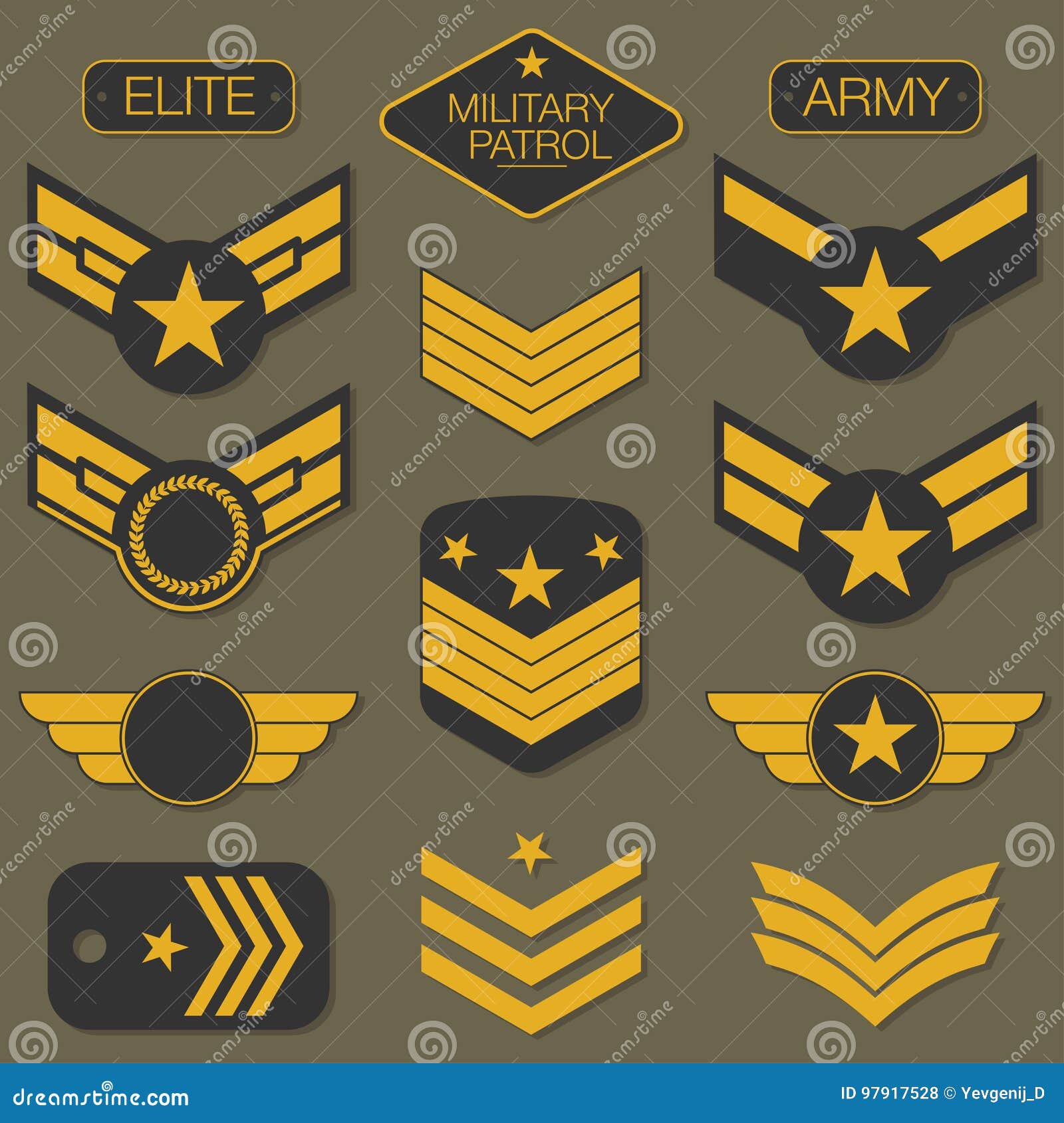 Military Army Badge Set Typography. T Shirt Graphics Stock Vector ...