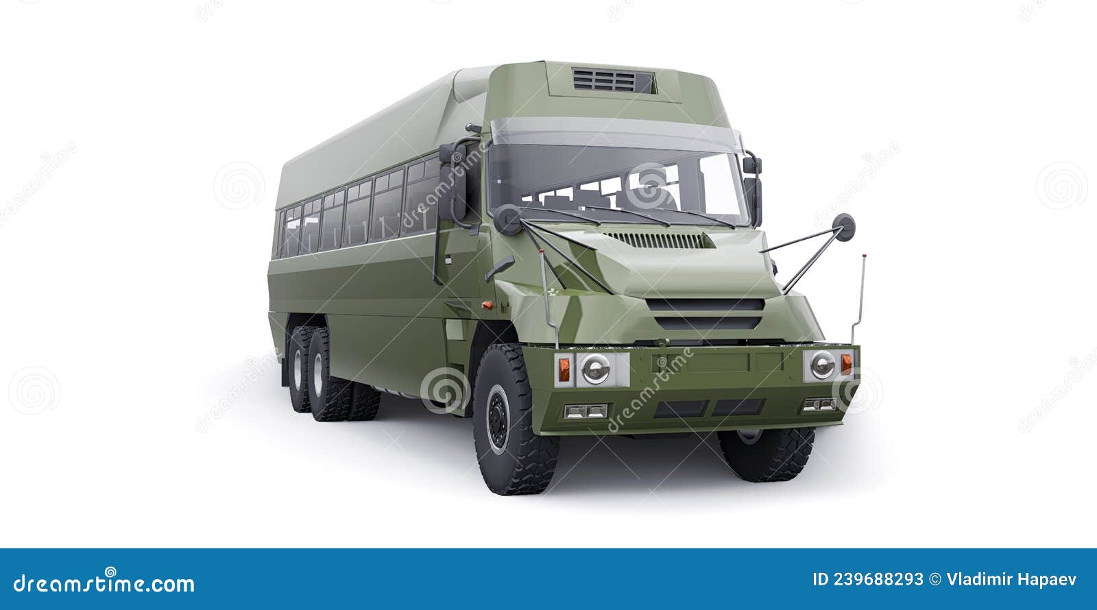 Military Army Bus for Transporting Infantry. 3D Illustration Stock ...