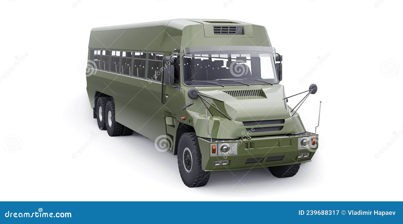 Military Army Bus for Transporting Infantry. 3D Illustration Stock ...