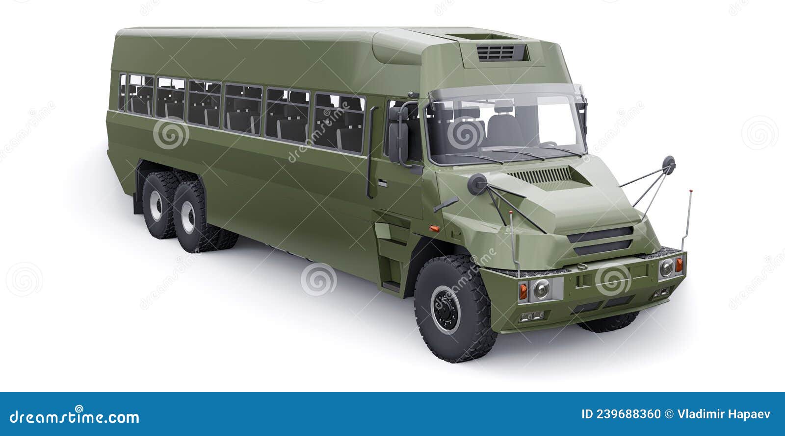 Military Army Bus for Transporting Infantry. 3D Illustration Stock ...