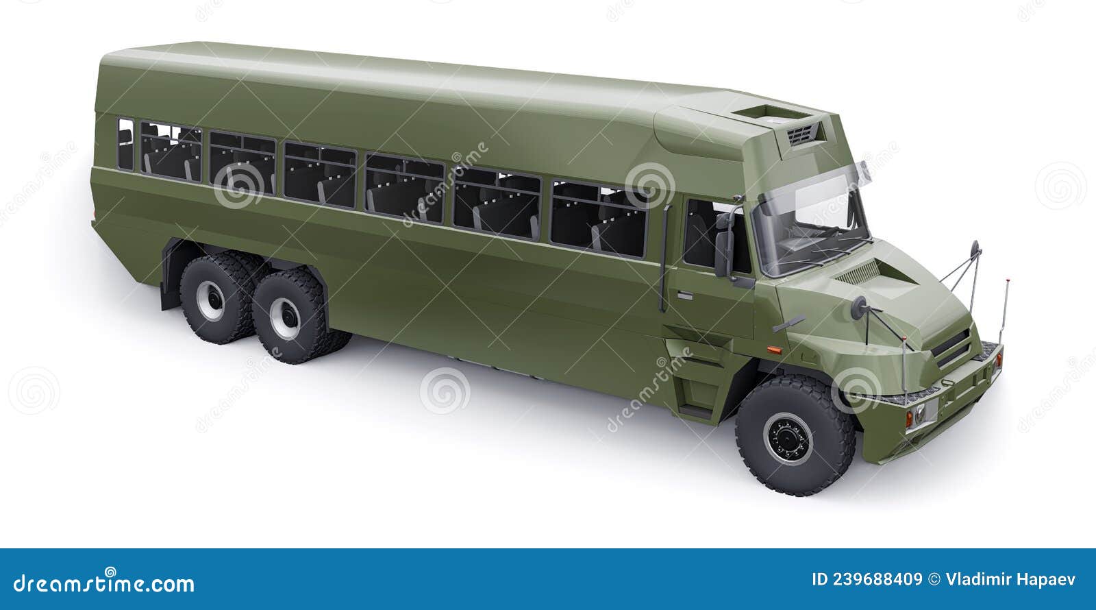 Military Army Bus for Transporting Infantry. 3D Illustration Stock ...