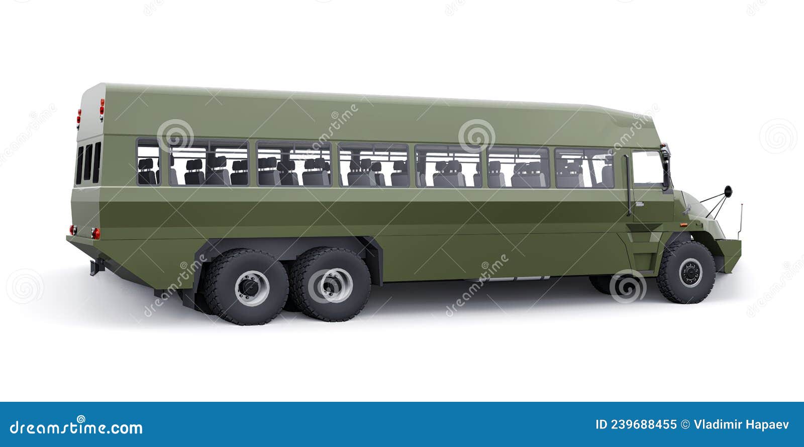 Military Army Bus for Transporting Infantry. 3D Illustration Stock ...