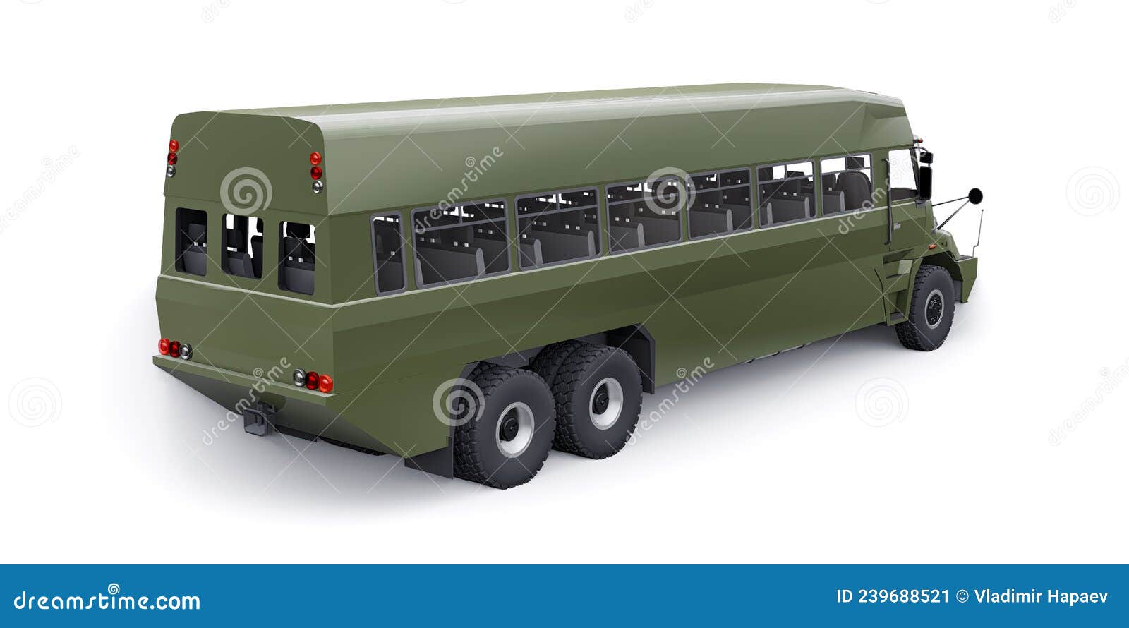 Military Army Bus for Transporting Infantry. 3D Illustration Stock ...