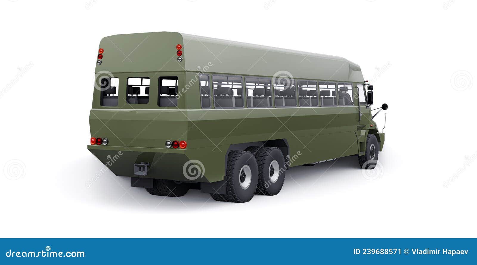 Military Army Bus for Transporting Infantry. 3D Illustration Stock ...