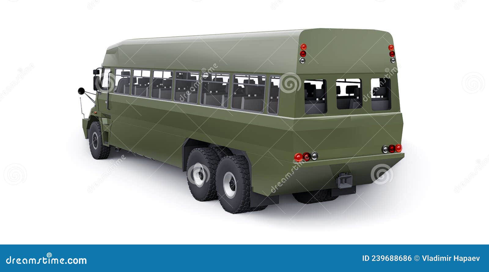 Military Army Bus for Transporting Infantry. 3D Illustration Stock ...