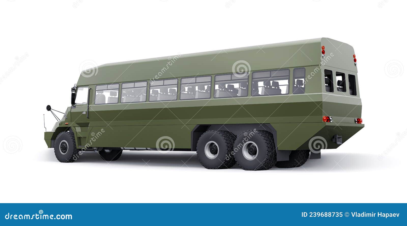 Military Army Bus for Transporting Infantry. 3D Illustration Stock ...