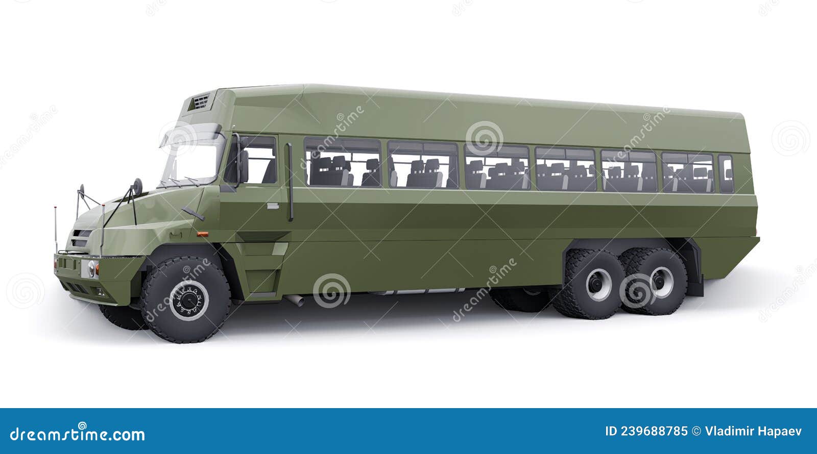 Military Army Bus for Transporting Infantry. 3D Illustration Stock ...