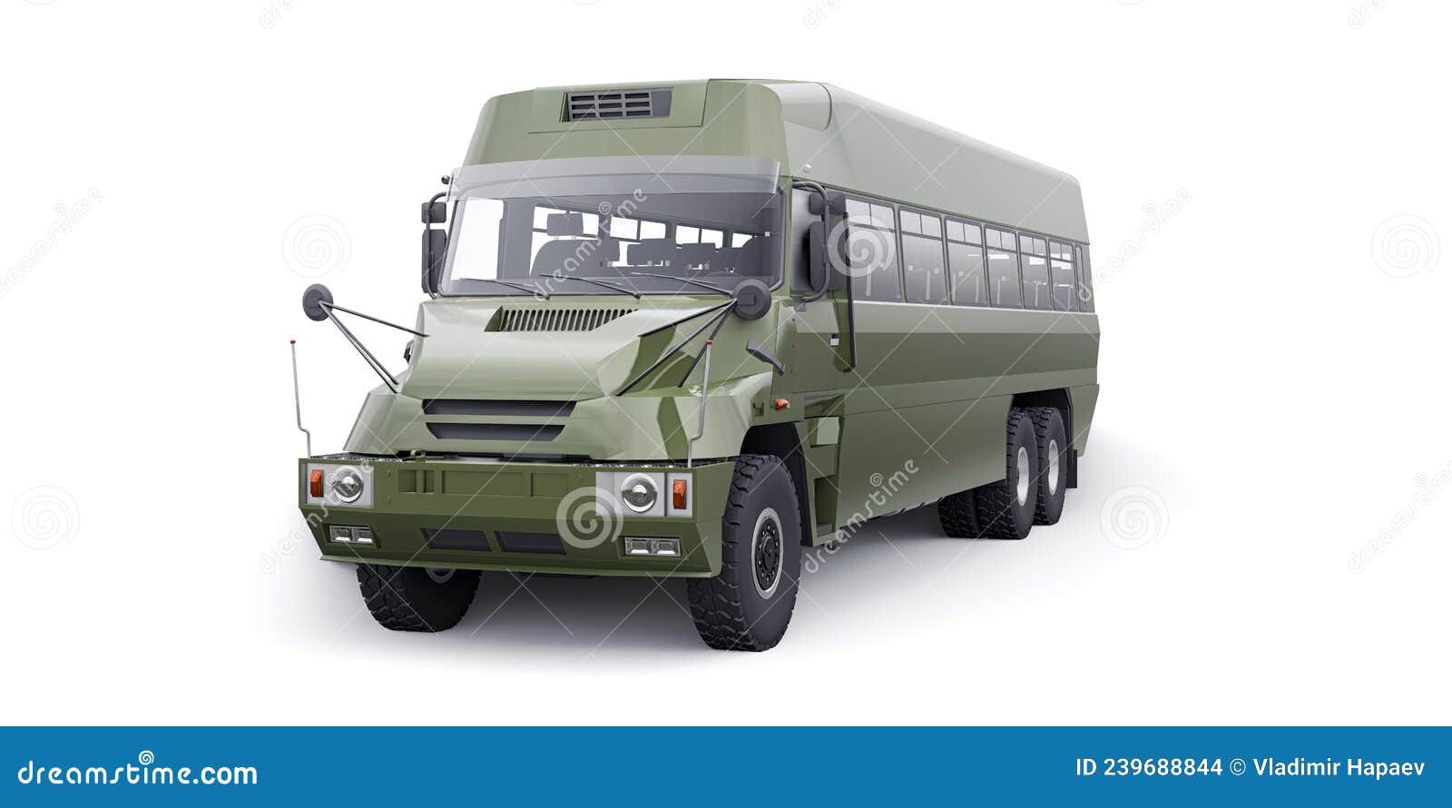 Military Army Bus for Transporting Infantry. 3D Illustration Stock ...