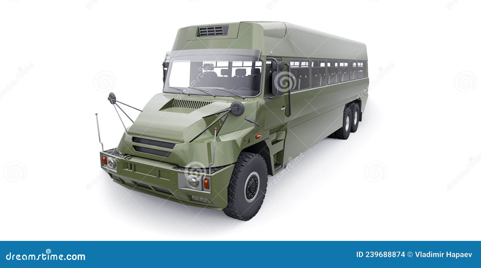 Military Army Bus for Transporting Infantry. 3D Illustration Stock ...