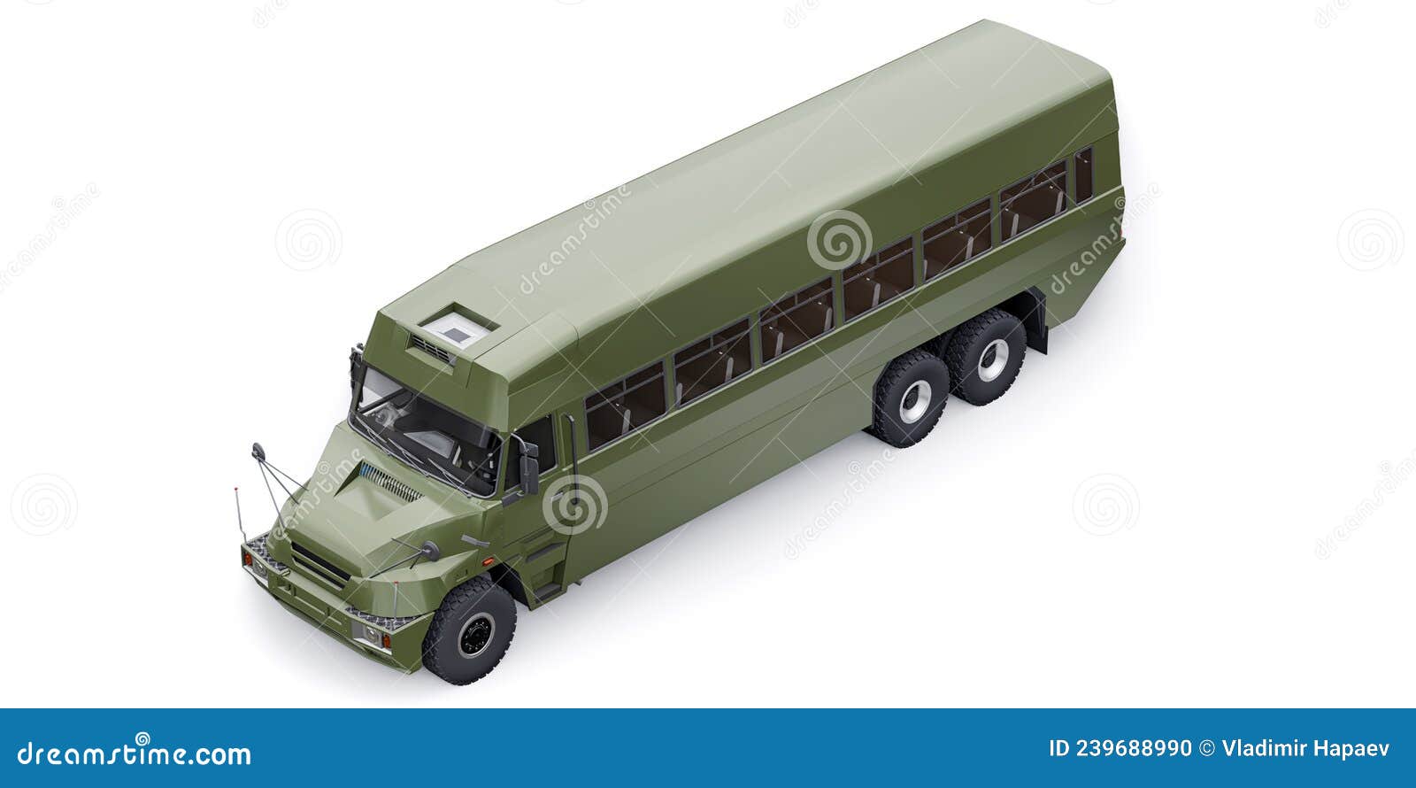 Military Army Bus for Transporting Infantry. 3D Illustration Stock ...