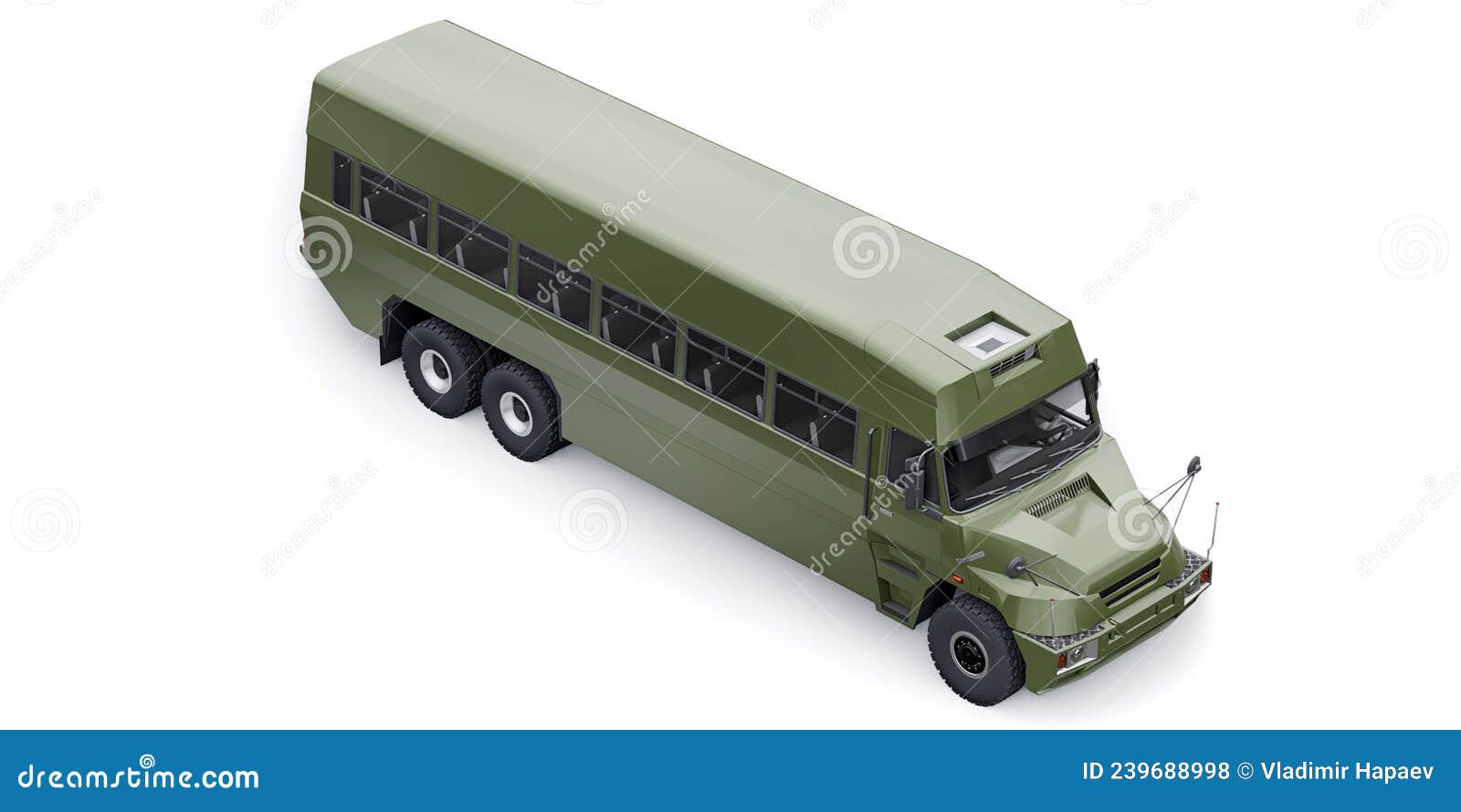 Military Army Bus for Transporting Infantry. 3D Illustration Stock ...
