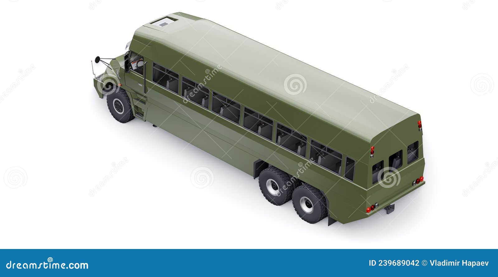 Military Army Bus for Transporting Infantry. 3D Illustration Stock ...