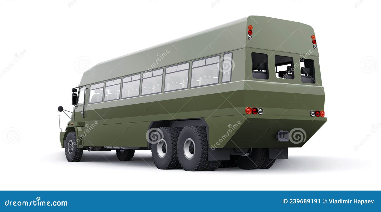 Military Army Bus for Transporting Infantry. 3D Illustration Stock ...