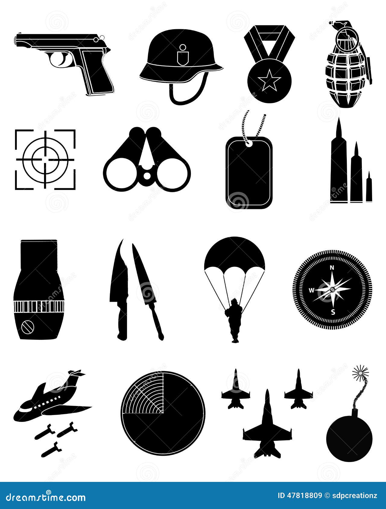 Military army icons set stock vector. Illustration of power - 47818809