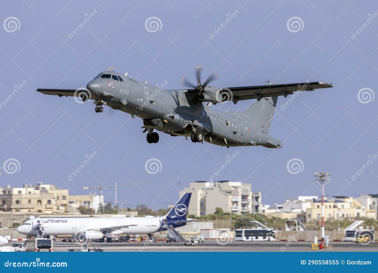 Military ATR taking off editorial image. Image of taxiing - 290558555