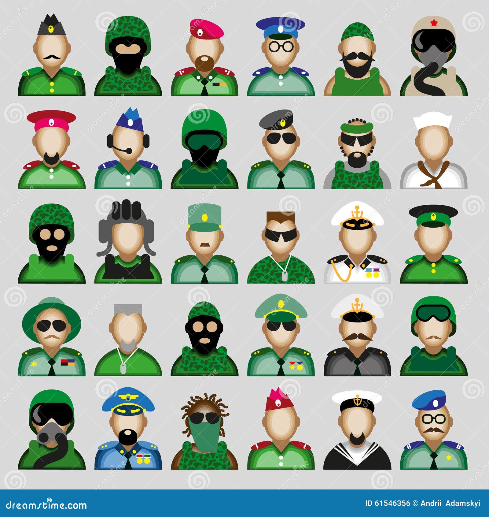 Military Avatars Cartoon Vector | CartoonDealer.com #52177575