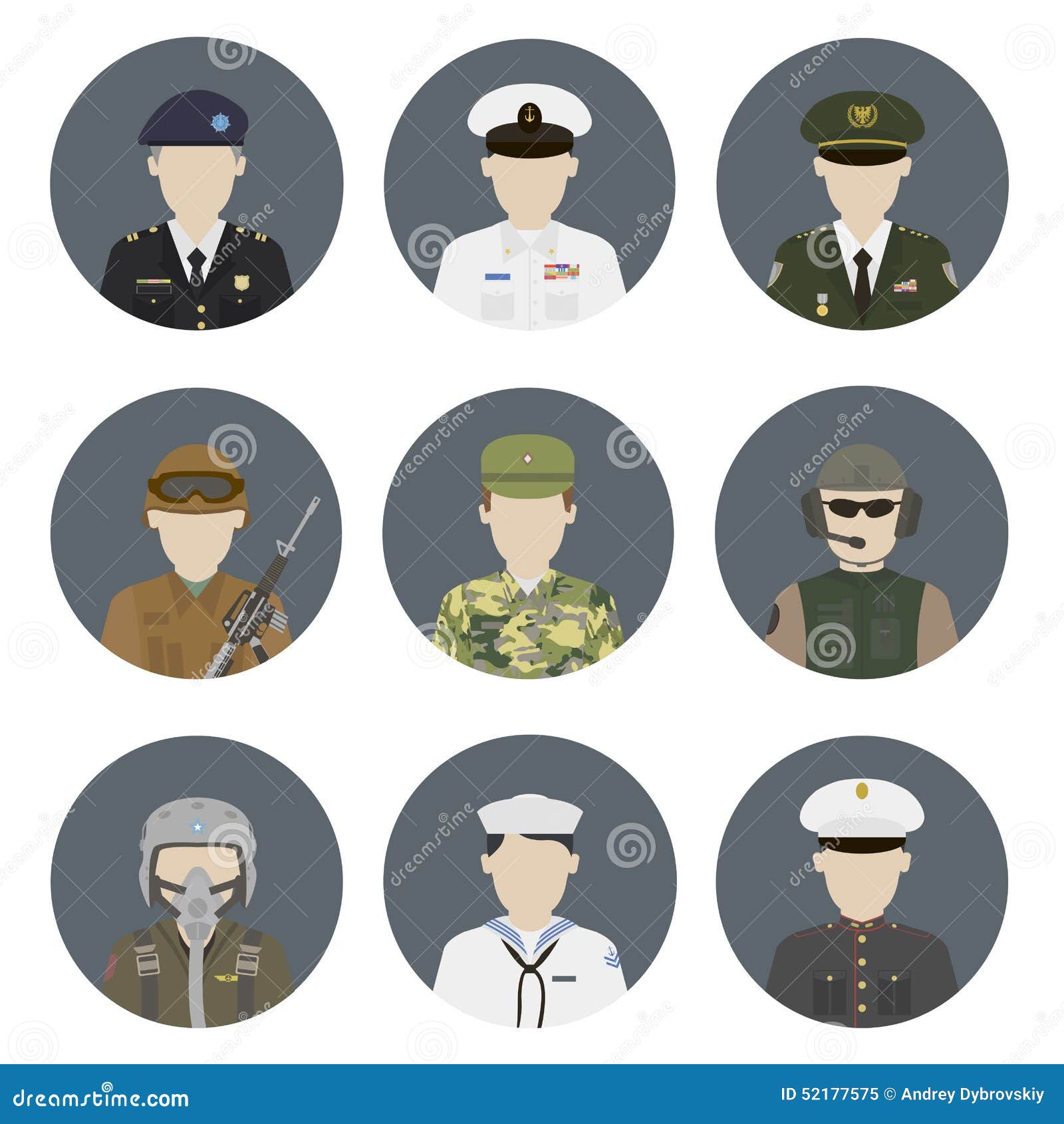 Military Avatars Cartoon Vector | CartoonDealer.com #52177575