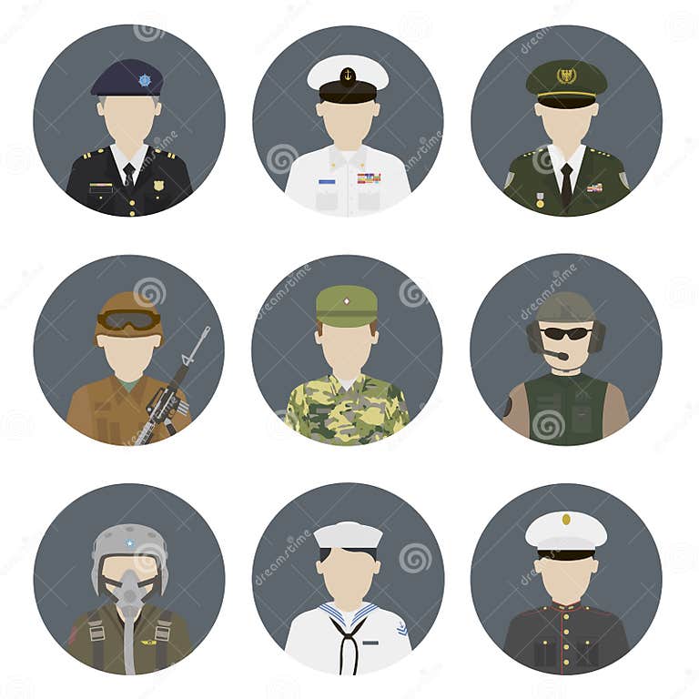 Military avatars stock vector. Illustration of isolated - 52177575