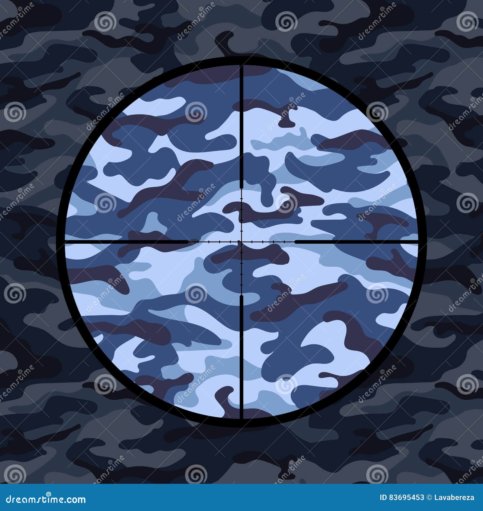 Military Background With Sniper Scope On Blue Camouflage Stock Vector ...