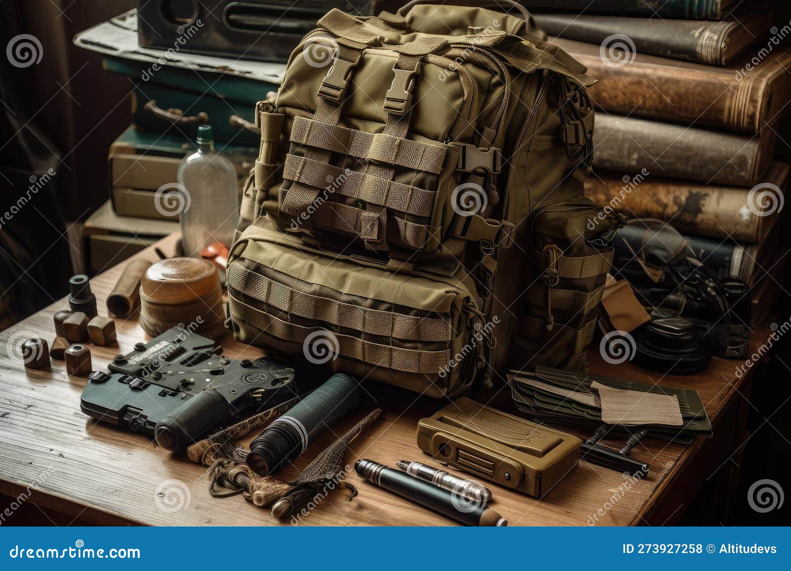 Military Backpack, Filled with Different Types of Ammunition and ...