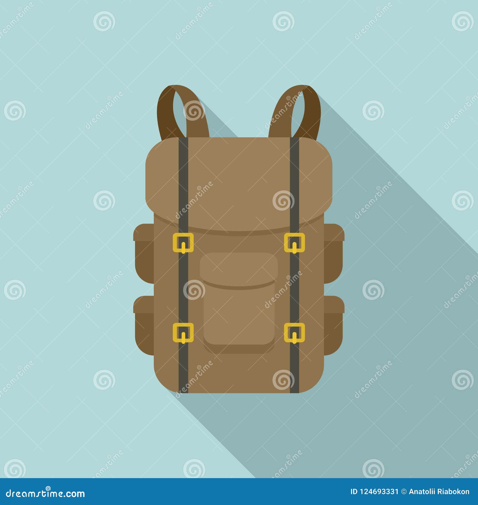 Military Backpack Icon, Flat Style Stock Illustration - Illustration of ...